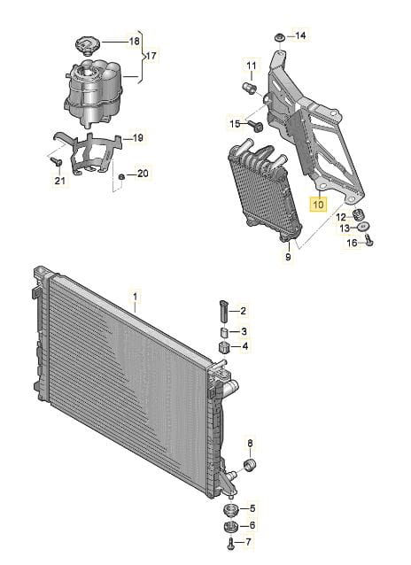 Wspornik uchwyt dodatkowej chłodnicy wody Audi A4 A5 Części ASO 8W0121261A