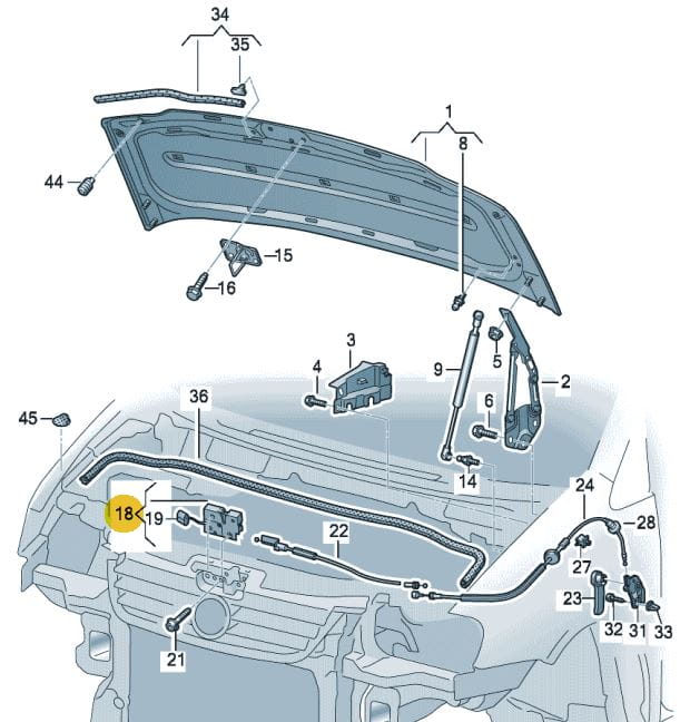 Zamek maski pokrywy silnika VW Caddy Scirocco Części ASO 2K5823509E