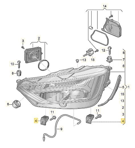 Mocowanie uchwyt dolne lampy przedniej Audi Q5 21- Części ASO 80A941453 ...
